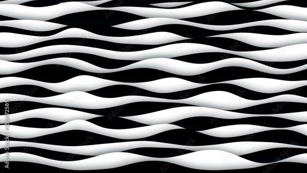 Waves cartoon black and white abstract background animation. Good for ...