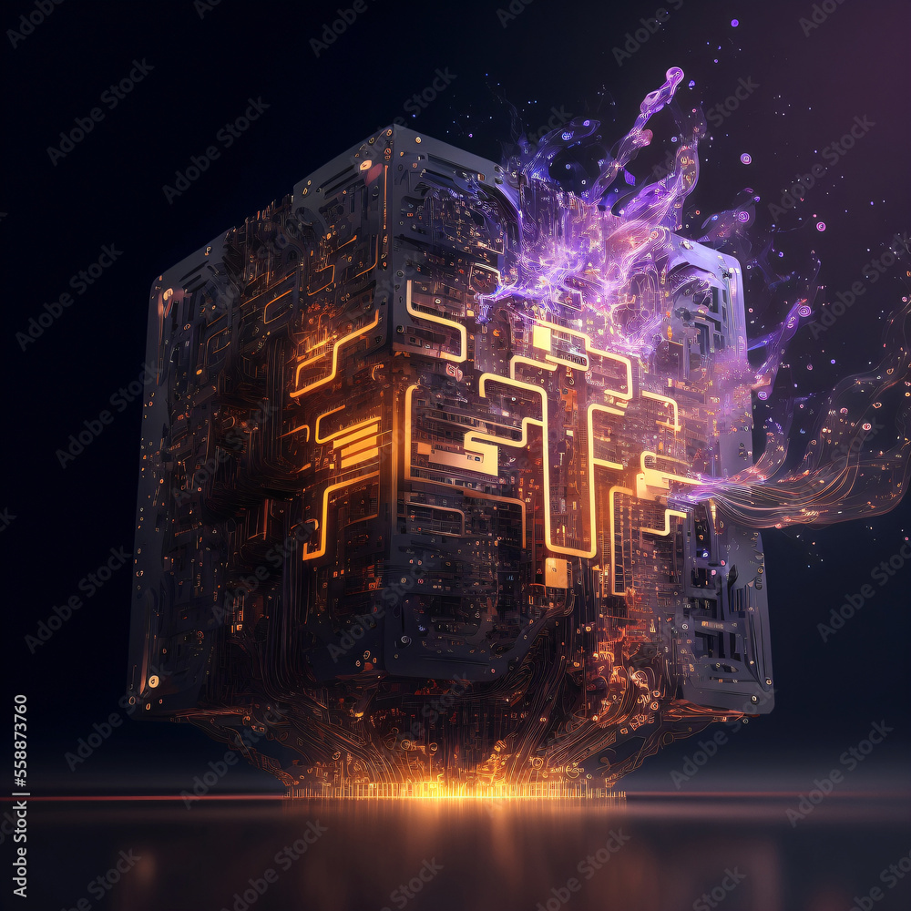 Quantum computing. Mainboard cpu. Artificial intelligence concept with ...