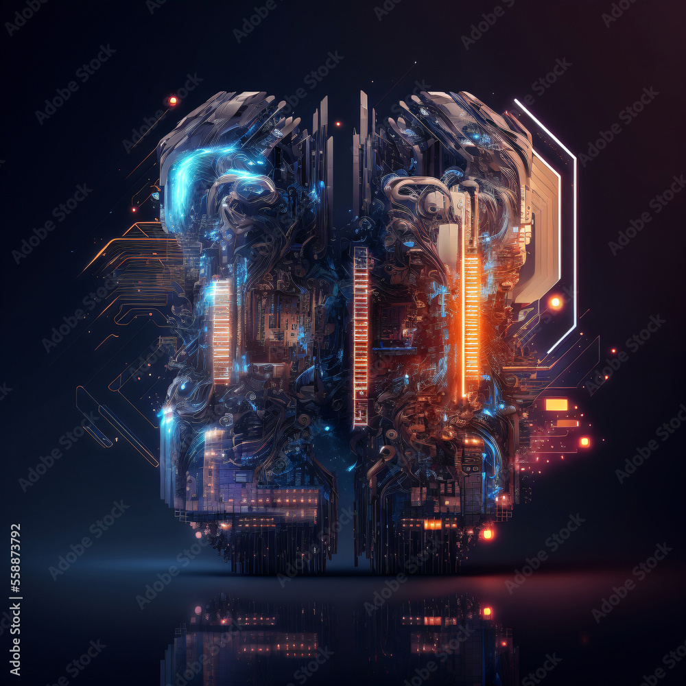 Quantum computing. Mainboard cpu. Artificial intelligence concept with ...