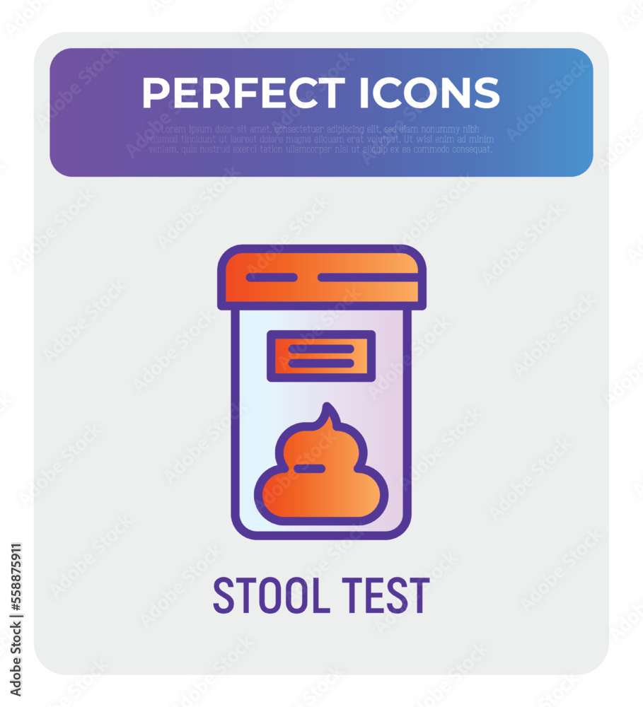 Stool test thin line icon. Medical analysis. Modern vector illustration ...