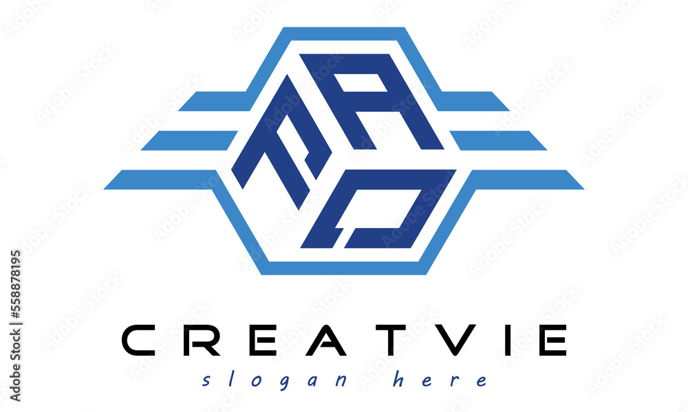 FAD three-letter geometric shape logo design vector template, isolated ...