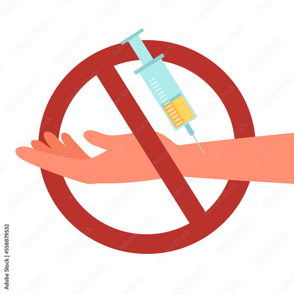 Say no to drug campaign concept vector illustration. Syringe injection ...