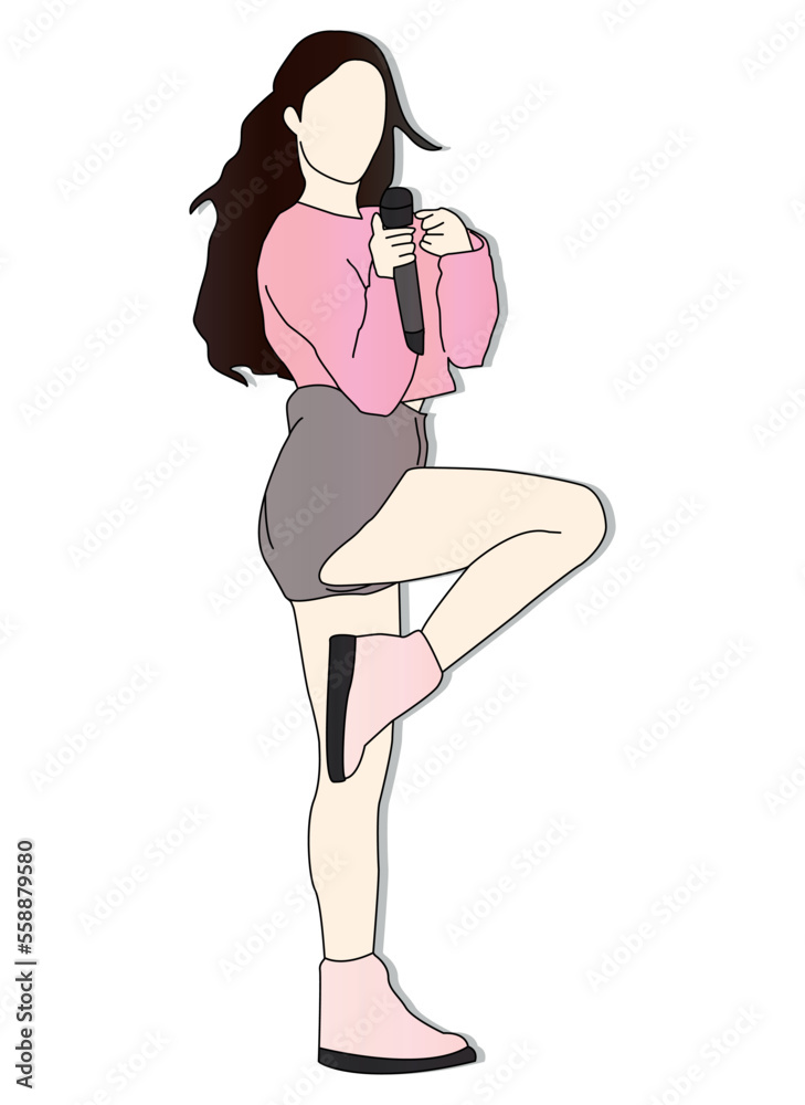 beautiful kpop idol image with elegant pose, editable colorful vector ...