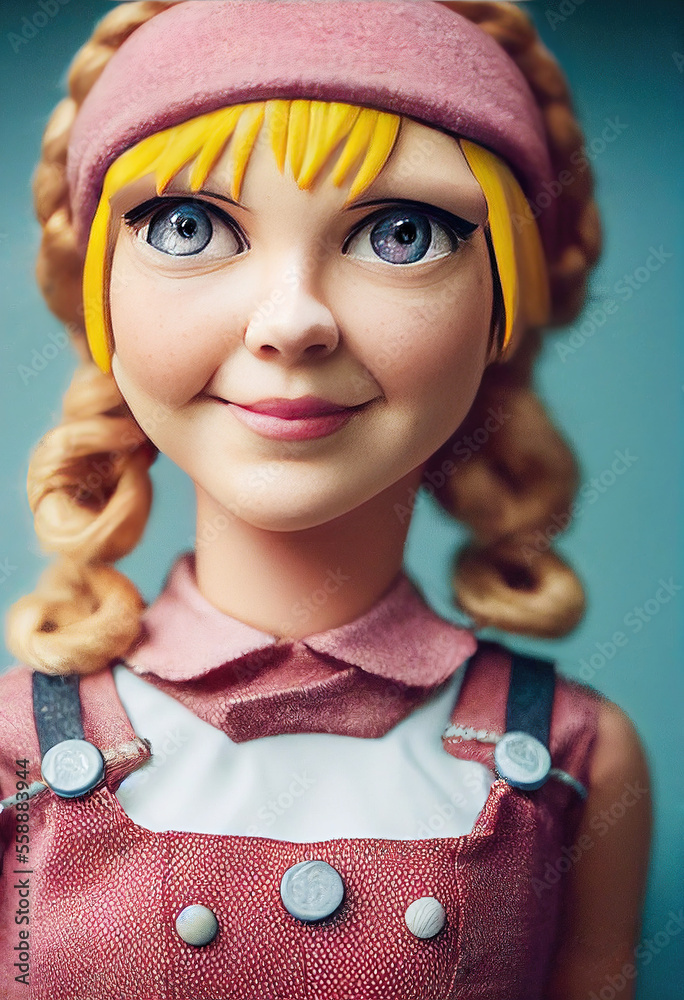 Cute fictional girl with blonde braids and freckles as cartoon ...