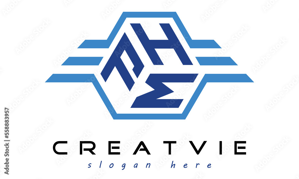 FHM three-letter geometric shape logo design vector template, isolated ...