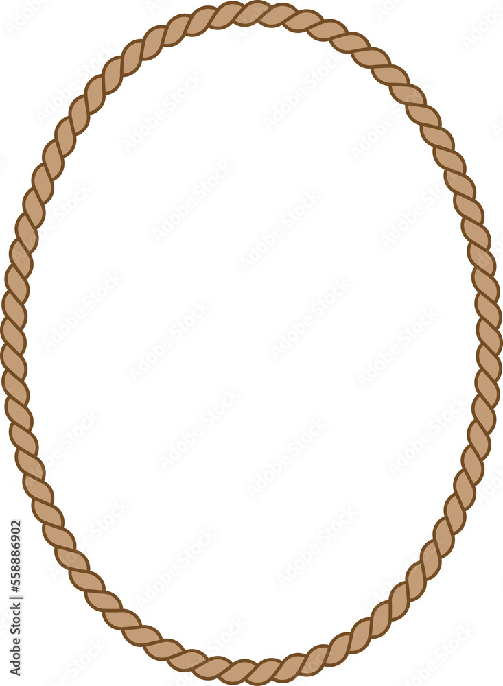 Brown oval rope frame, vitage style string border isolated on ...