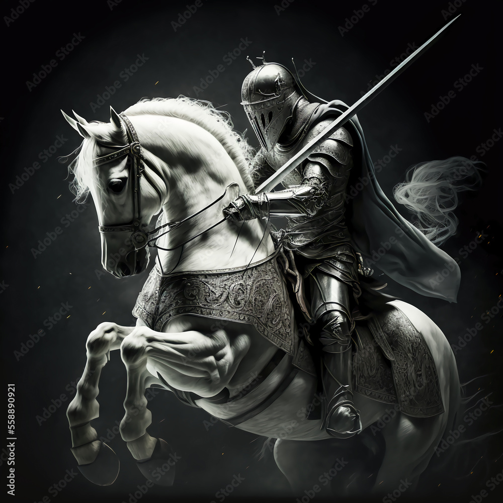 The Knight who attacked with the sword on the horse. White horse ...