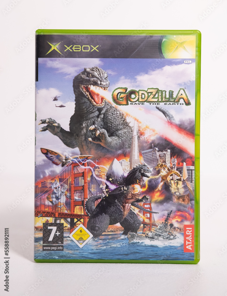 Kent, england, 01.01.2023 An original Godzilla save the earth XBOX ...