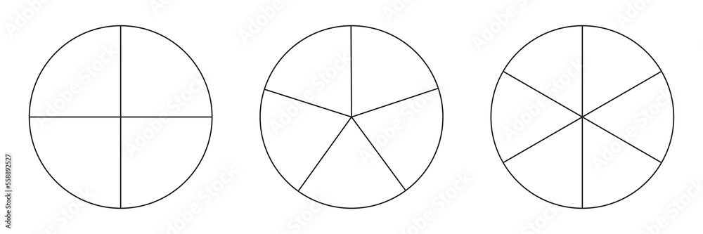 Segmented charts collection isolated on a white background. Many number ...