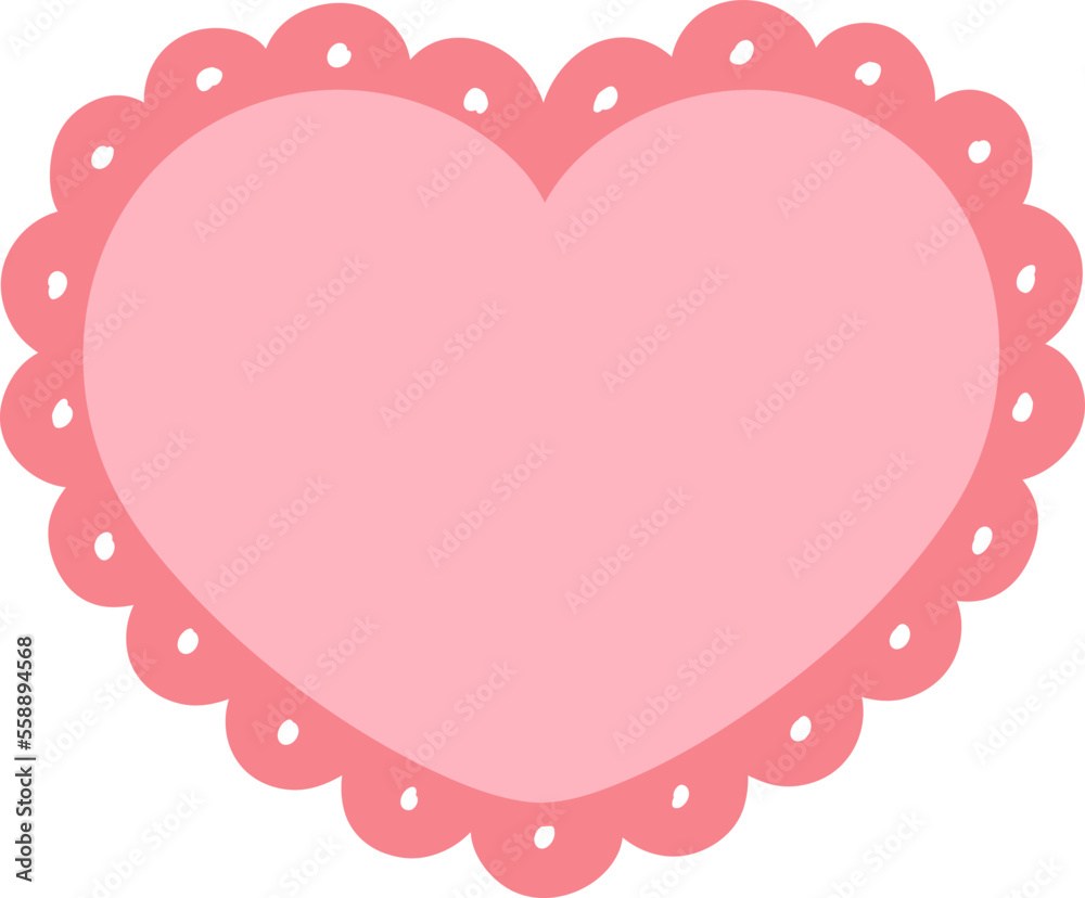 Scalloped Edge Doily Heart Frame Vector. Simple label sticker template ...