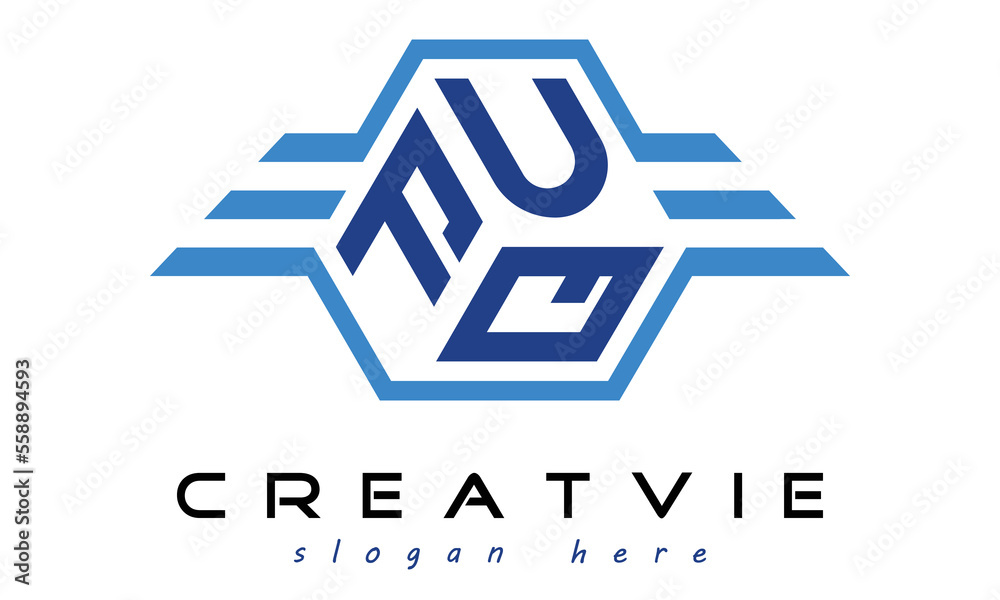 FUQ three-letter geometric shape logo design vector template, isolated ...