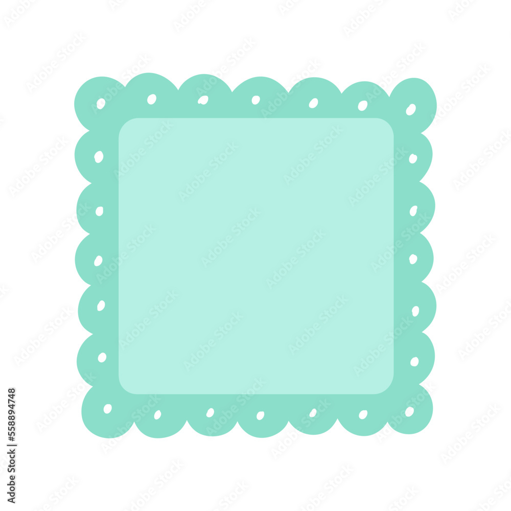 Scalloped Edge Square Frame Badge Vector. Simple label sticker template ...