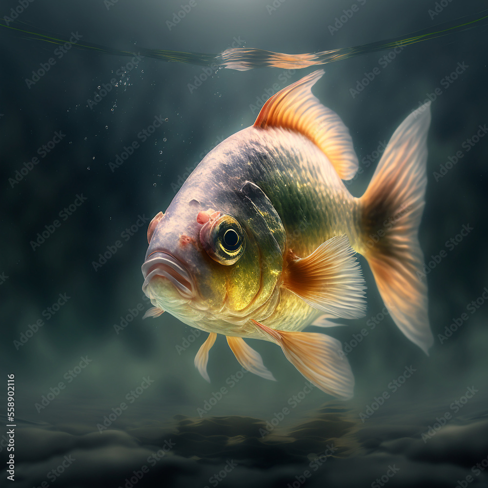 Highly Realistic render of a fish under water swimming in the river ...