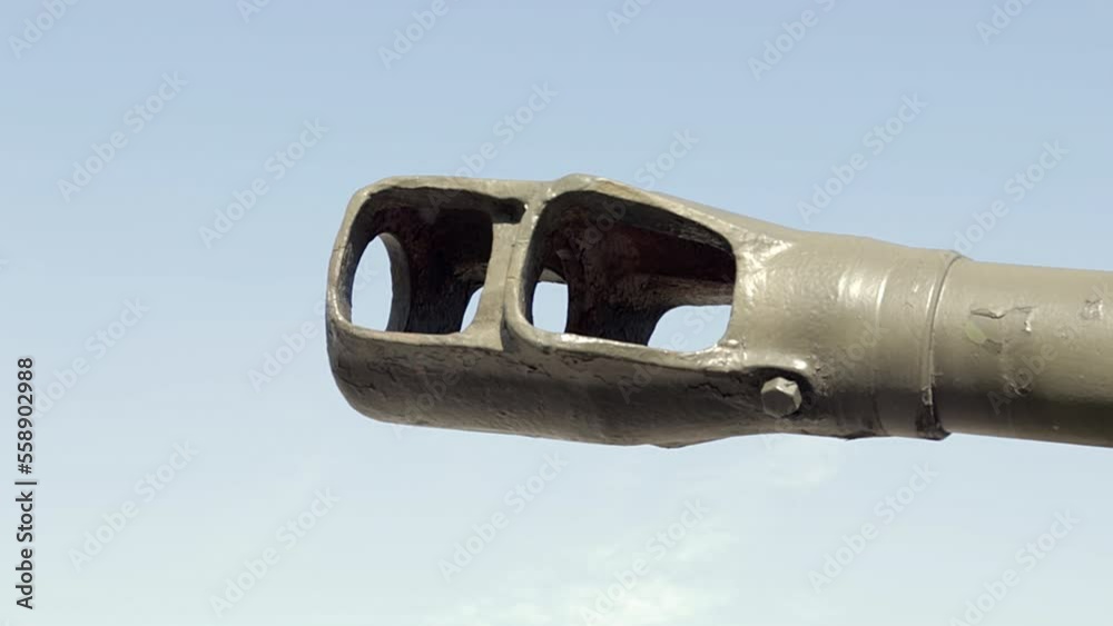 Soviet light amphibious tank PT-76. Object 740. Tank barrel, barrel ...