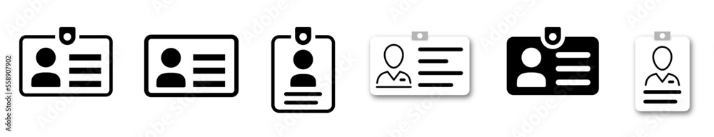 ID Card icon set. Identification card outline icon set. Driver's ...