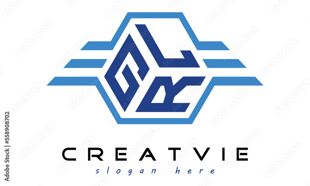 GLR three-letter geometric shape logo design vector template, isolated ...