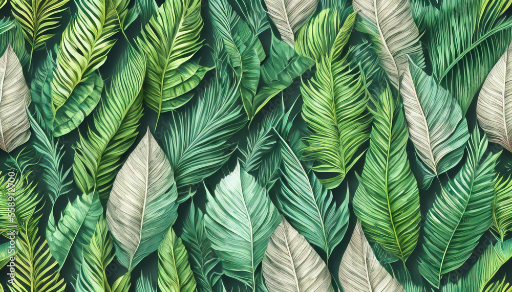 stacked leaves background for wallpaper, design, decoration Stock ...