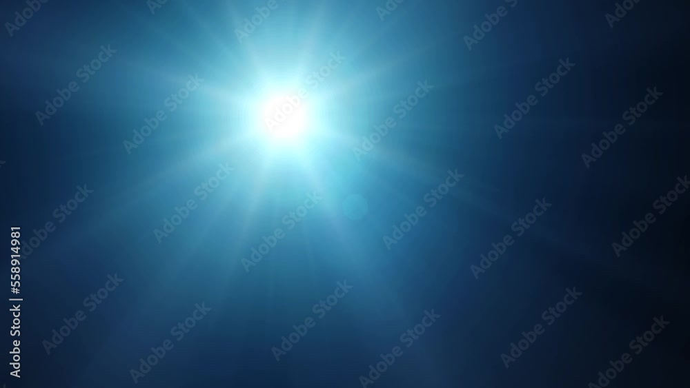 Blue lens flare motion effect animation. 2D graphic vfx rendering Stock ...