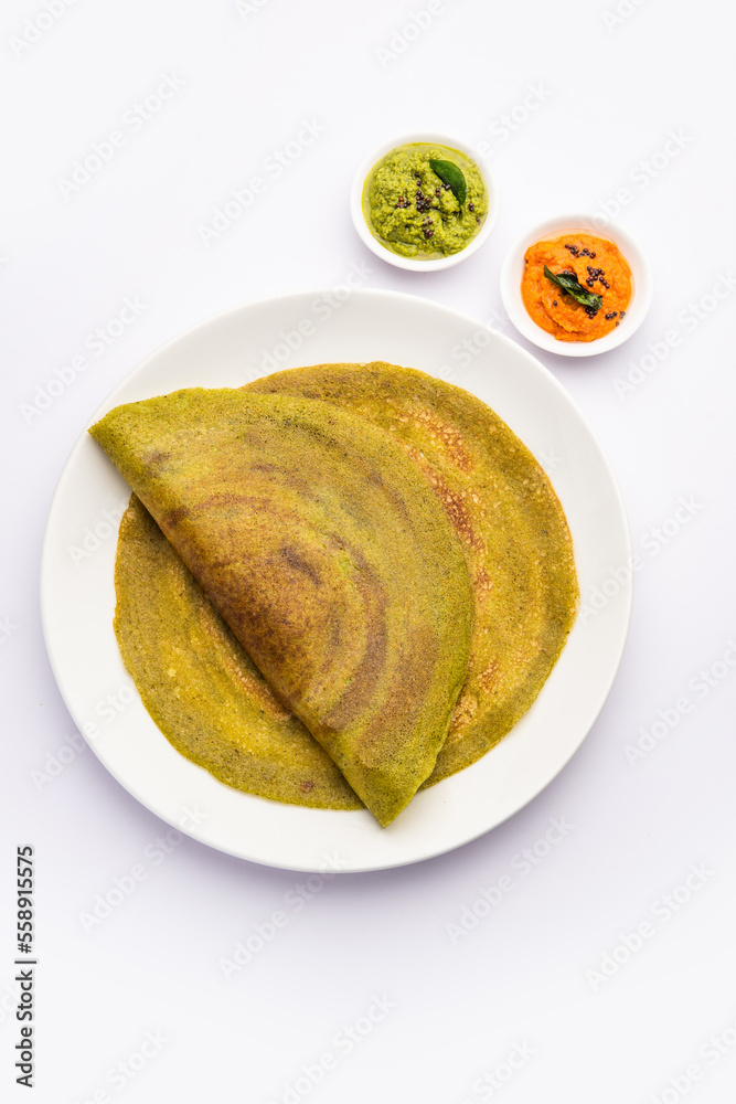 Pesarattu Dosa or moong dosai is Indian breakfast crepes with green ...