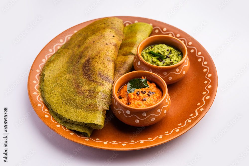 Pesarattu Dosa or moong dosai is Indian breakfast crepes with green ...