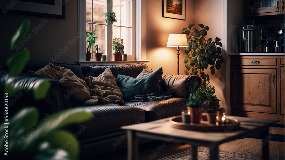 Vintage room interior background, room mock up in vintage style, 4K ...