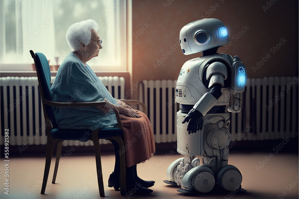 Future of geriatric care with robots in retirement home, Generative AI ...