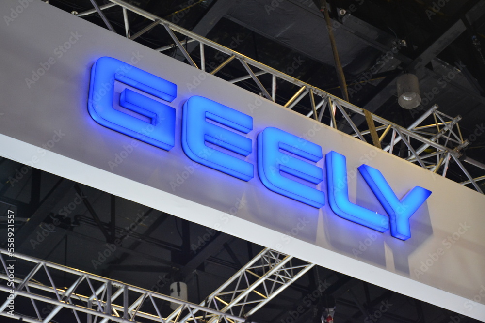 Geely signage at Manila International Auto Show in Pasay, Philippines ...