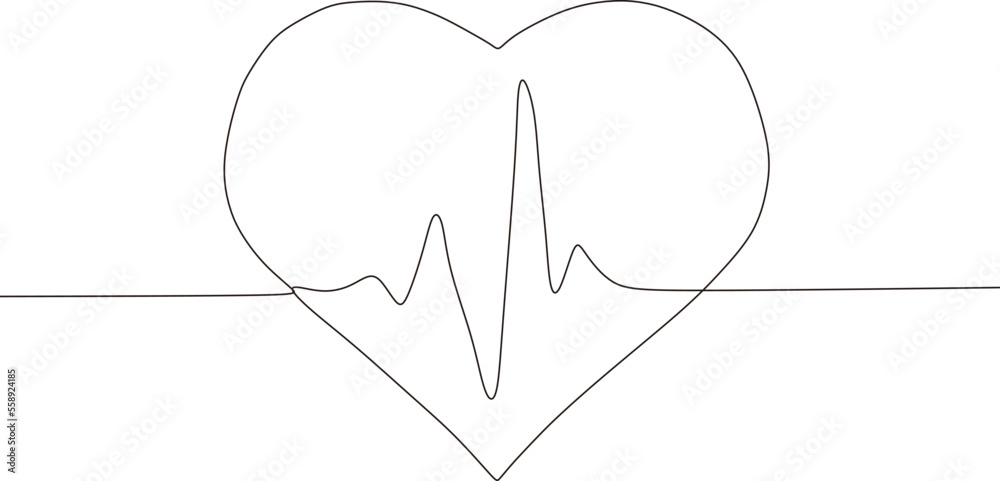 Heart. Abstract love symbol. Continuous black white line art drawing ...