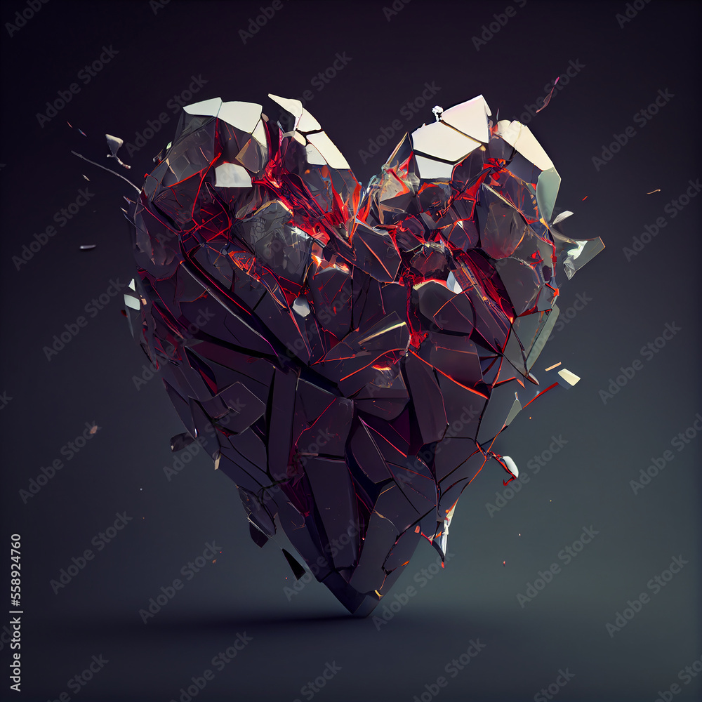 Shattered heart ai art Stock Illustration | Adobe Stock