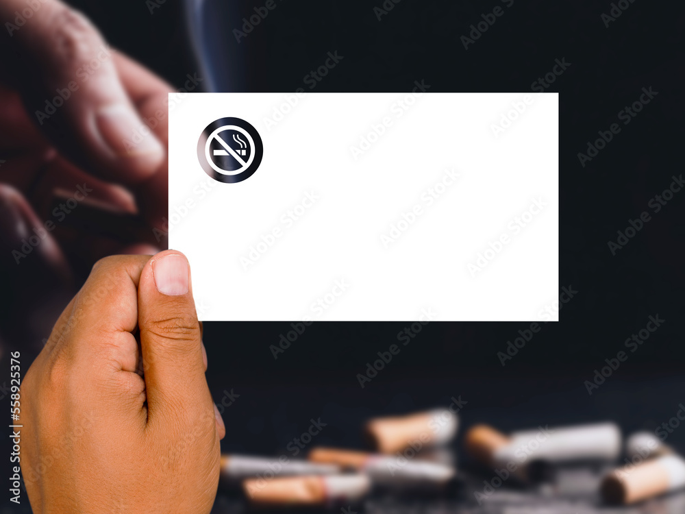 No smoking sign card, public safety sign card background. Stock Photo ...