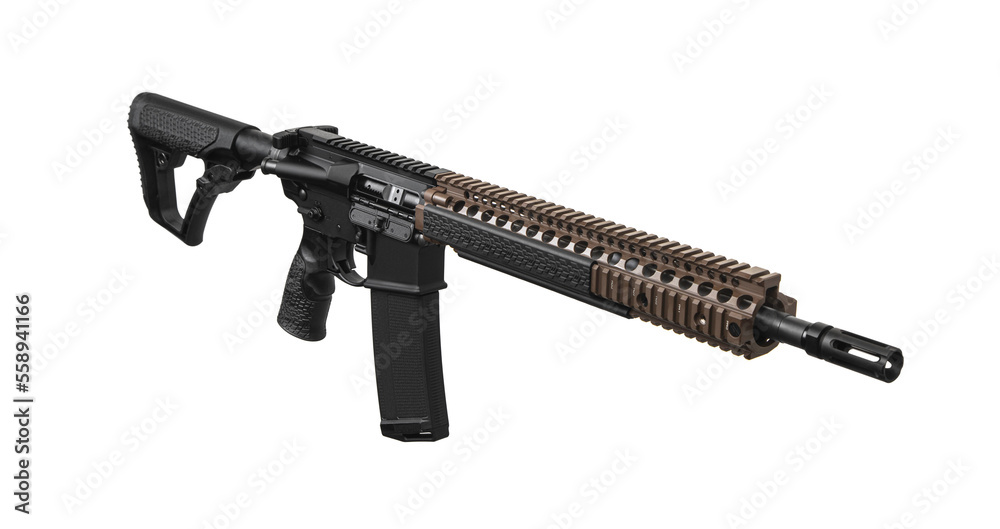 Modern automatic rifle isolated on white background. Weapons for police ...