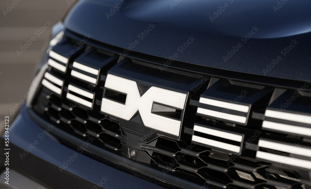 Dacia Duster. The new logo sign of Dacia company, part of Renault Group ...