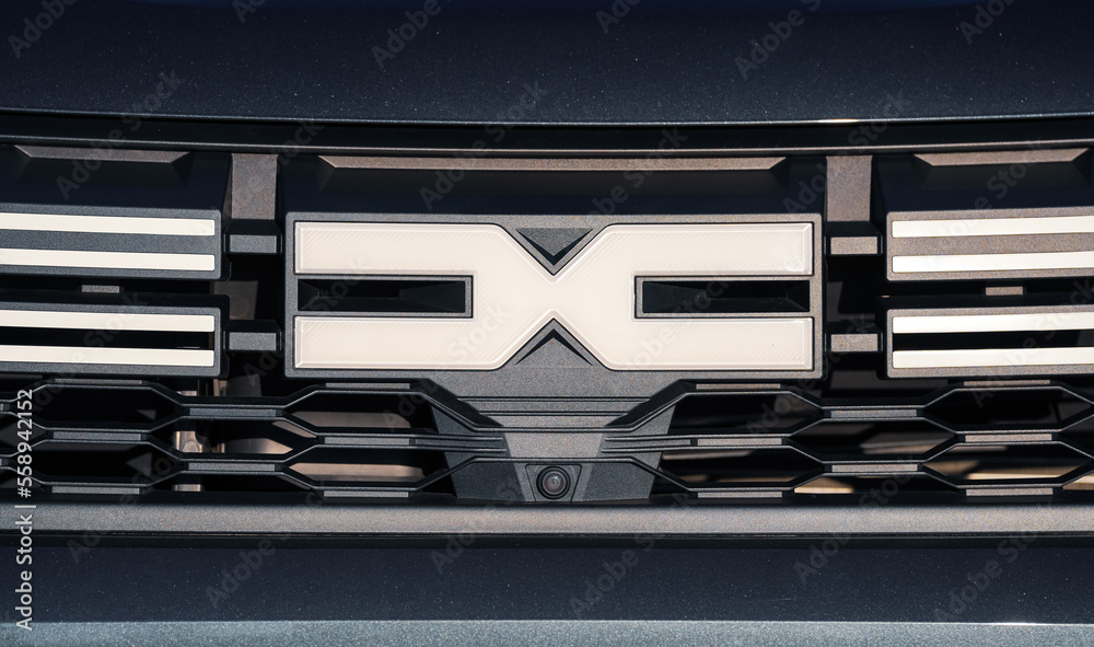 Dacia Duster. The new logo sign of Dacia company, part of Renault Group ...