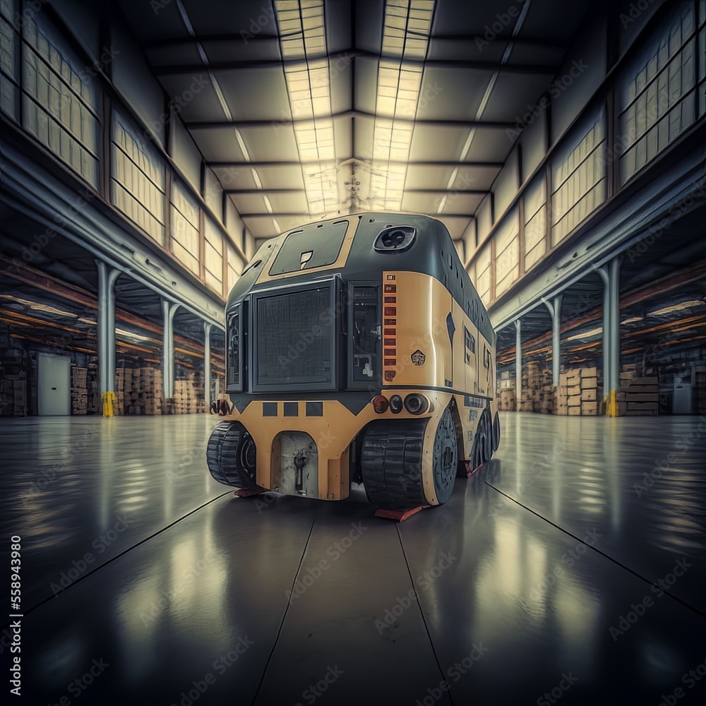 Computer generated 3d render of an automated guided vehicle (AGVs) in ...