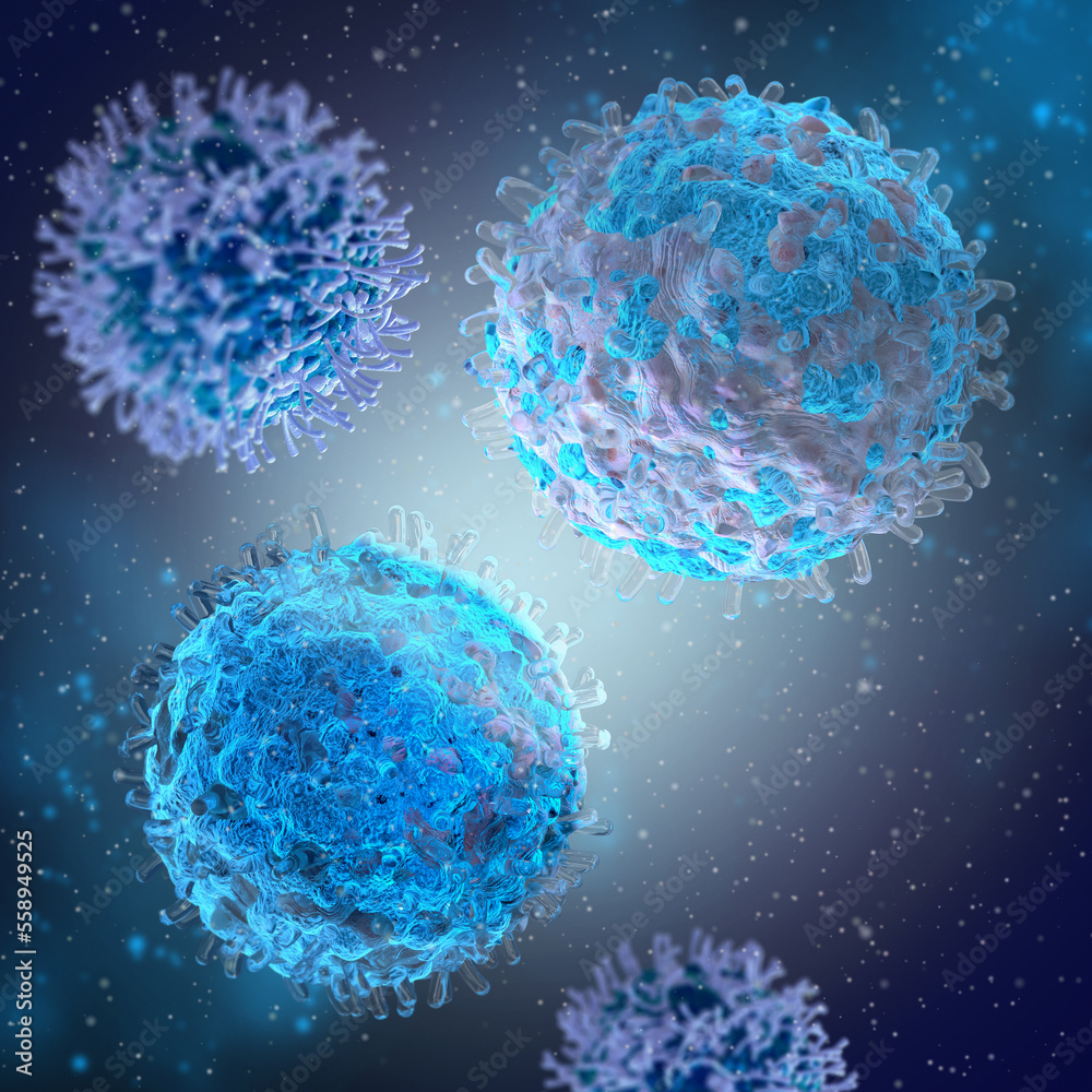 Medical background, lymphocytes cells of the immune system, which are a ...