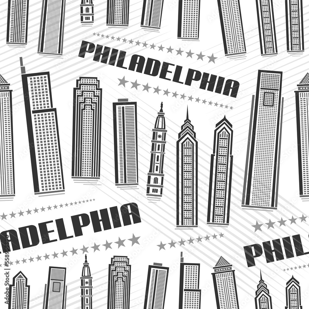 Vector Philadelphia Seamless Pattern, repeating background with ...