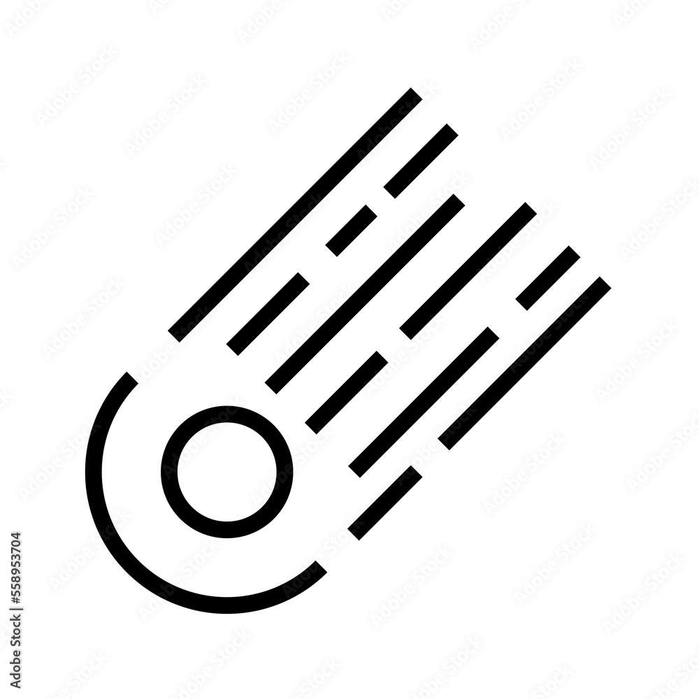 Meteor icon line isolated on white background. Black flat thin icon on ...