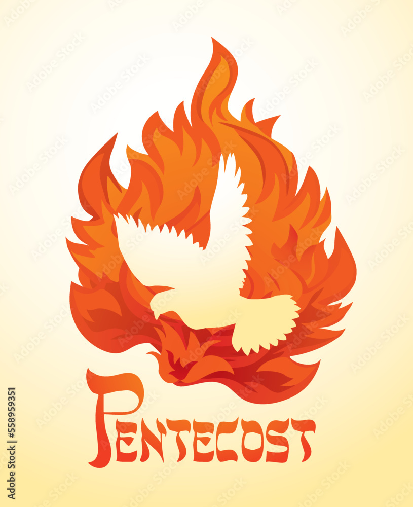 Pentecost sunday. Baptism with the Holy Spirit. Vector drawing icon ...