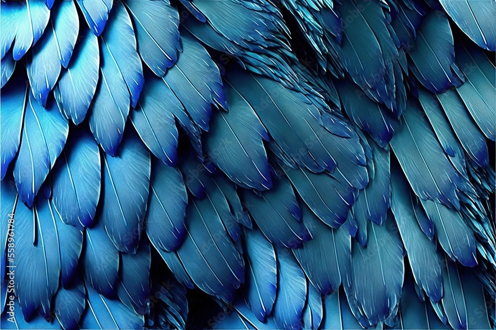a close up of a blue bird's feathers with a black background and a ...