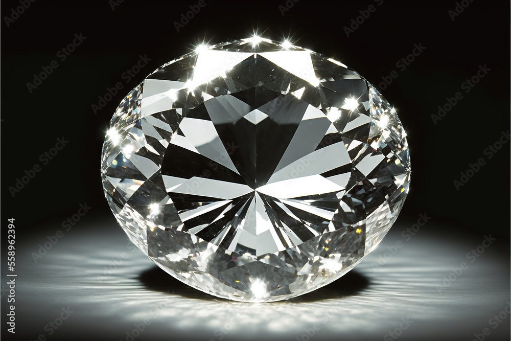 a diamond is shown in a black and white photo with a black background ...