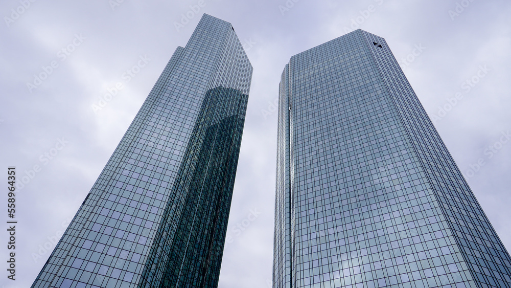 Deutsche Bank Twin Towers in the financial district in the city of ...