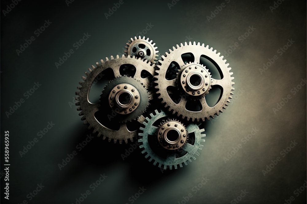 three gears are shown on a black surface with a shadow on the wall ...