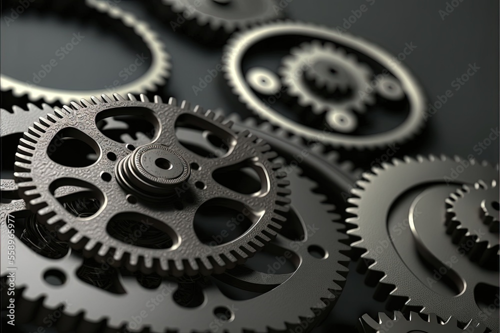 a close up of a clock with gears on it's face and a black background ...