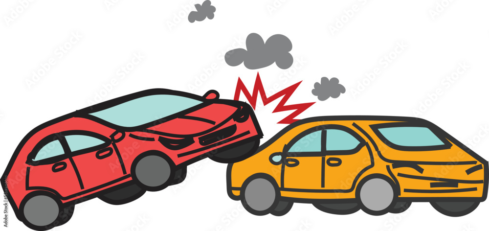 car crash cartoon vector illustration Stock Vector | Adobe Stock