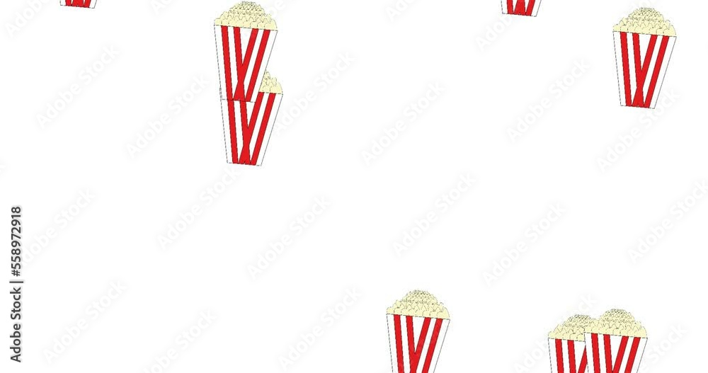 Popcorn falling from above with white screen and green screen 4k ...