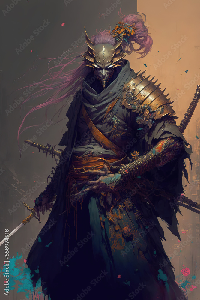 cyberpunk samurai, fantasy warrior, character, fantastic, concept art ...