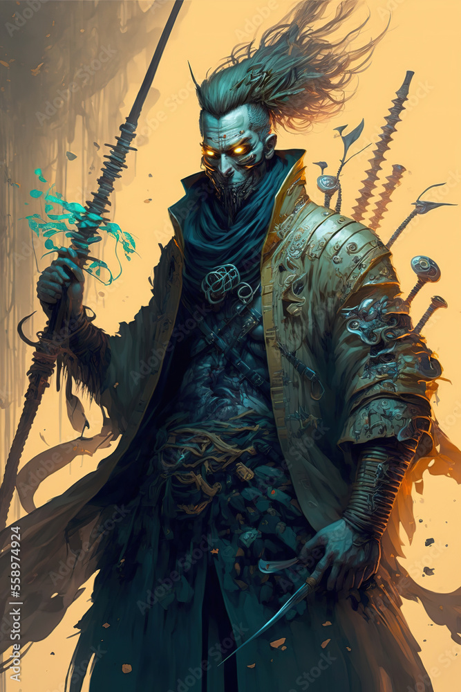 cyberpunk samurai, fantasy warrior, character, fantastic, concept art ...