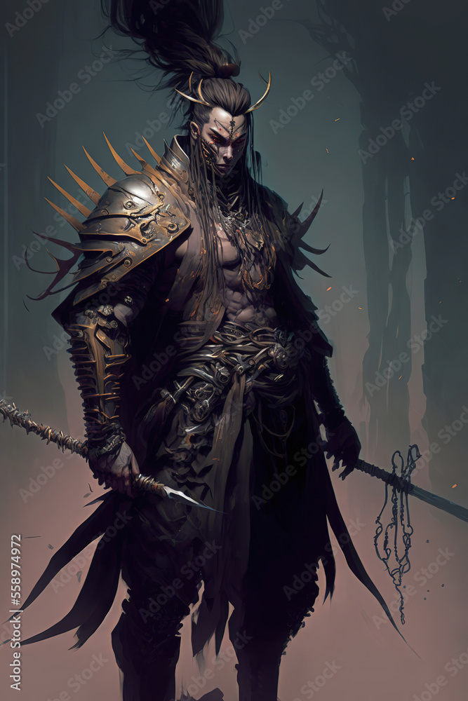 cyberpunk samurai, fantasy warrior, character, fantastic, concept art ...