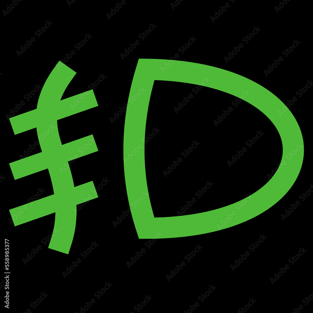 Green vector graphic of dashboard warning light indicating the fog ...