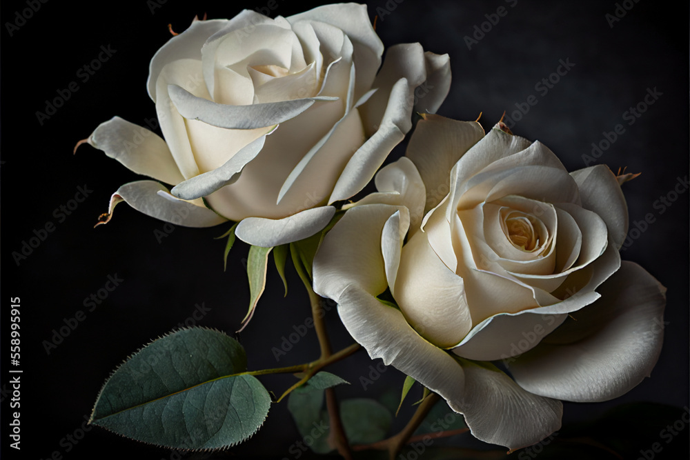 Beautiful white roses, background/wallpaper, generative ai, digital art ...